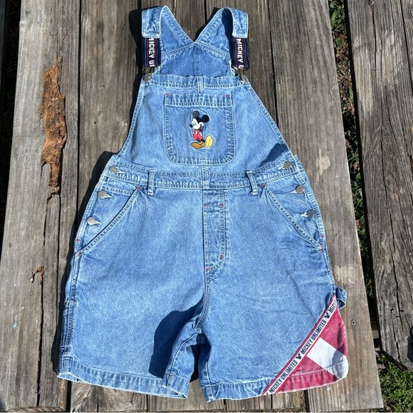 Disney | Shorts | Vintage 9s Mickey Mouse Denim Overalls | Poshmark